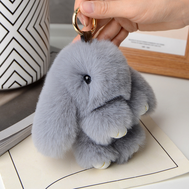 Women Faux Rabbit Plush Keychain Adorable Bag Charm Pendant Cute ...