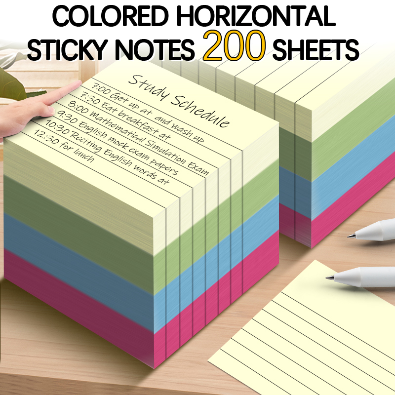 Square Regular Rectangle Size Long Horizontal line Sticky Note Colorful ...