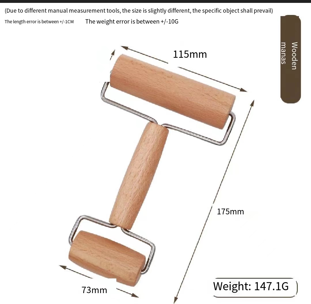 Solid wood roller rolling pin household double head baking cake non ...