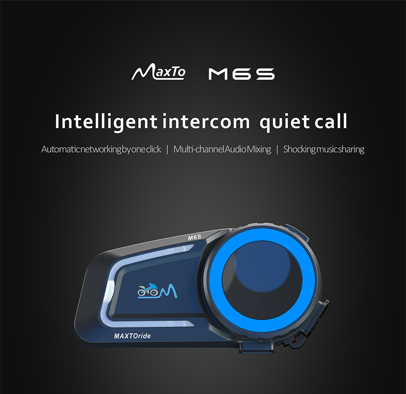 Maxto M6S Motorcycle Mesh Intercom Group 8 Riders 1KM Automatically Re ...