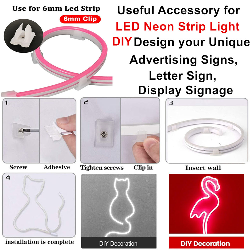 Clips with Screw and Sticker for LED Neon Strip Light, RGBIC Neon Rope ...