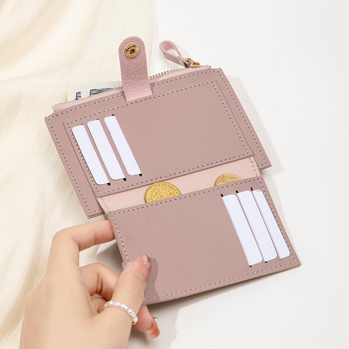 MIYIN Slim Wallet Mini Buckle Closure RFID Card Holder Zippered Coin ...