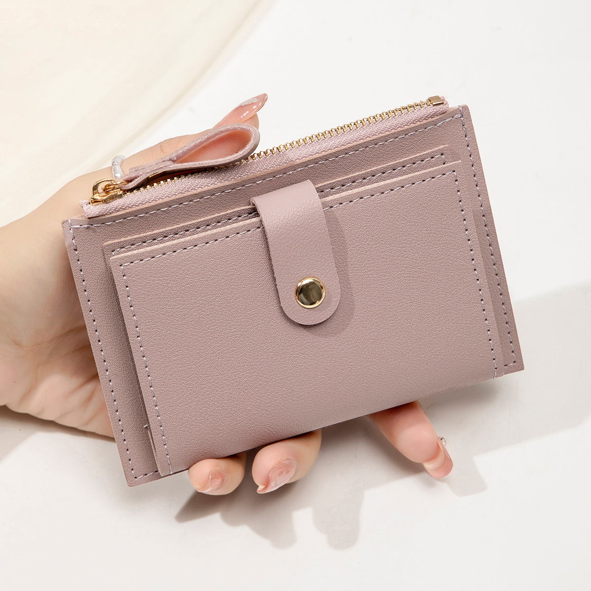 MIYIN Slim Wallet Mini Buckle Closure RFID Card Holder Zippered Coin ...