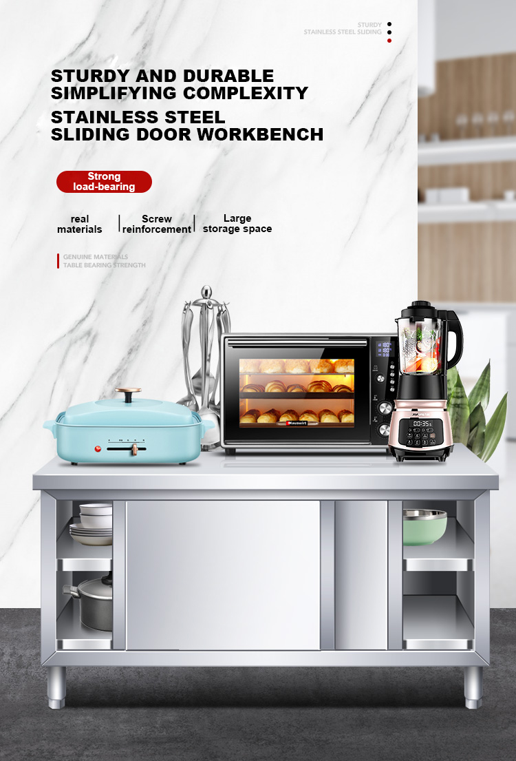 BOBI Kitchen workbench 201 stainless steel household sliding door ...