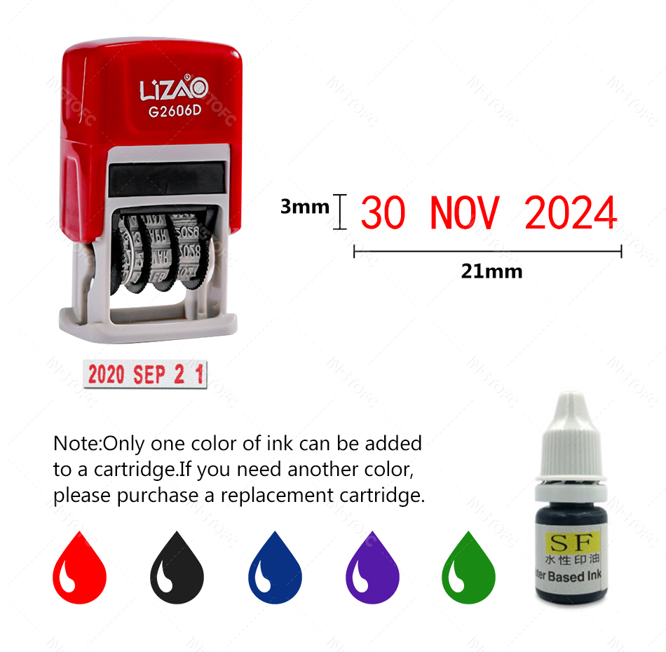 Date Stamp In English for Planner Bussiness Adjustable Rubber Stamp Ink ...