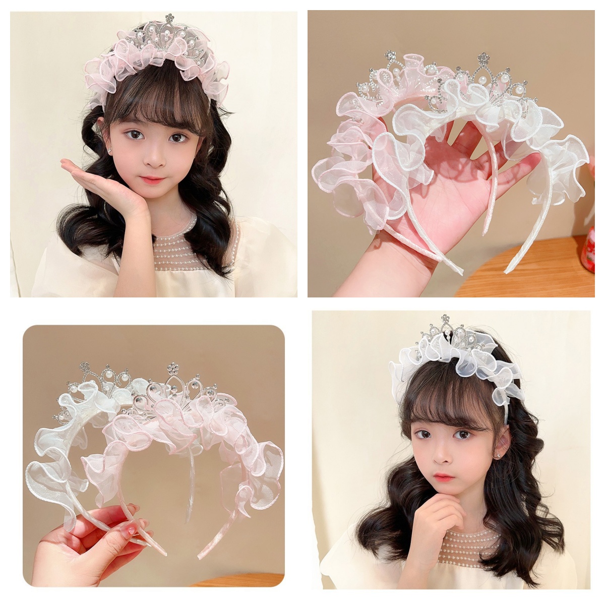 Lovely Yarn Bow Headband Children Crown Head Hoop Princess HeadWear ...