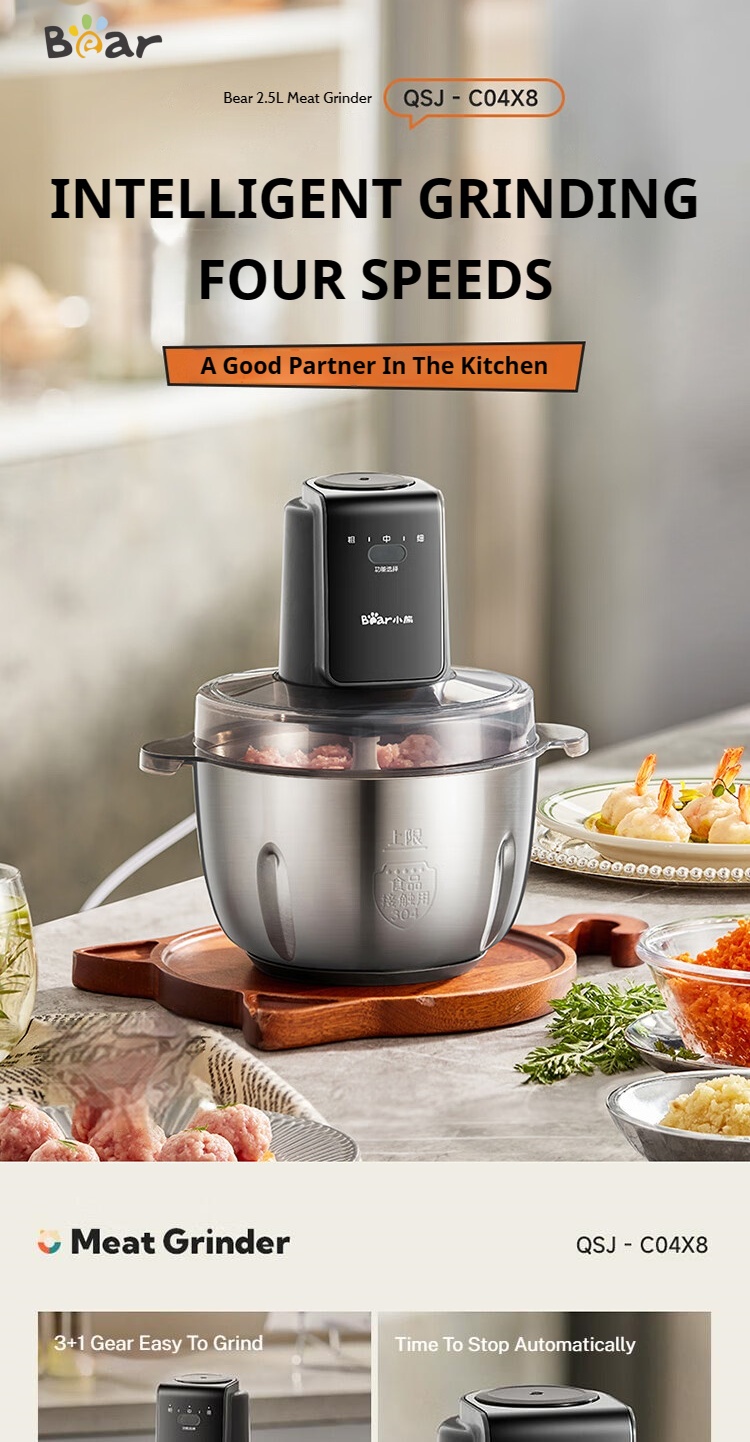 Bear Blender Heavy Duty Food Processor Electric Meat Grinder Vegetable ...