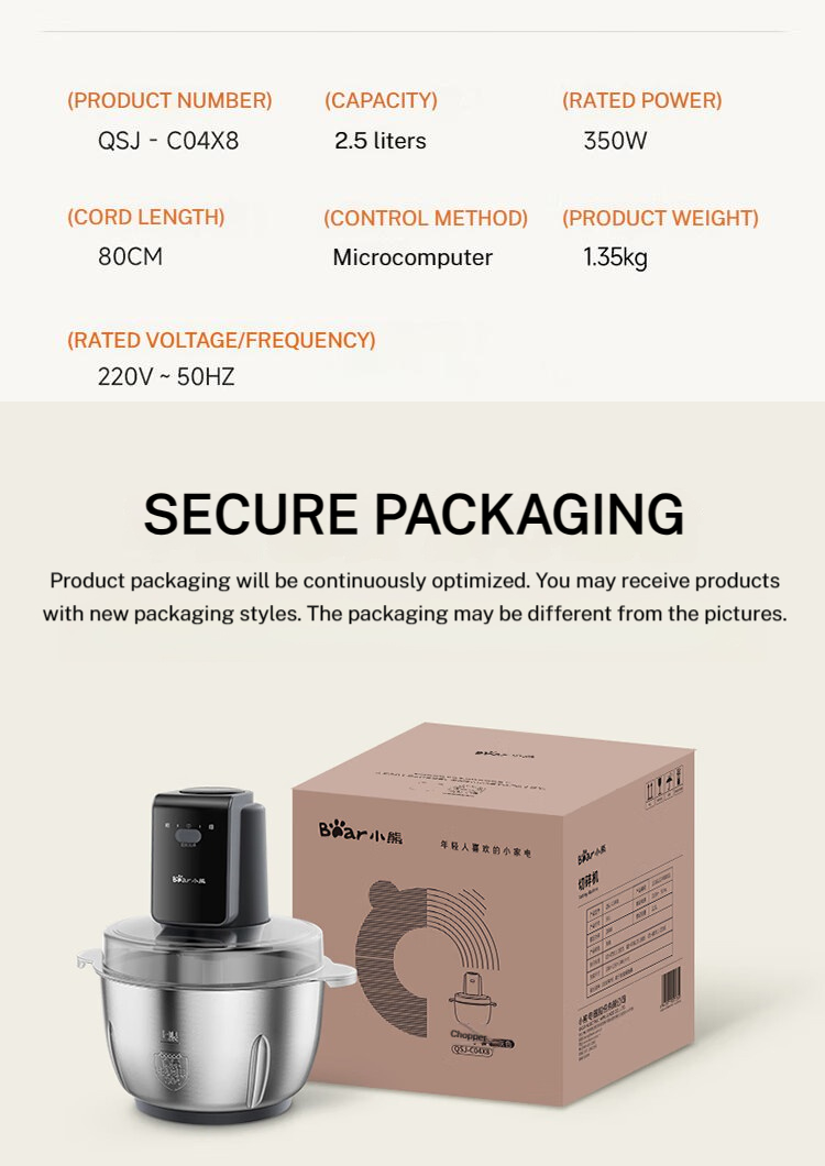 Bear Blender Heavy Duty Food Processor Electric Meat Grinder Vegetable ...