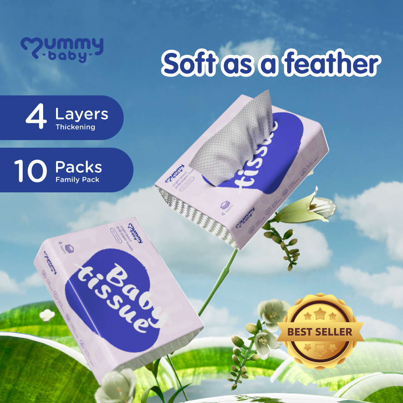 Mummybaby 10 packing Tissue Facial Tissue order Tissue 4-Ply Facial ...