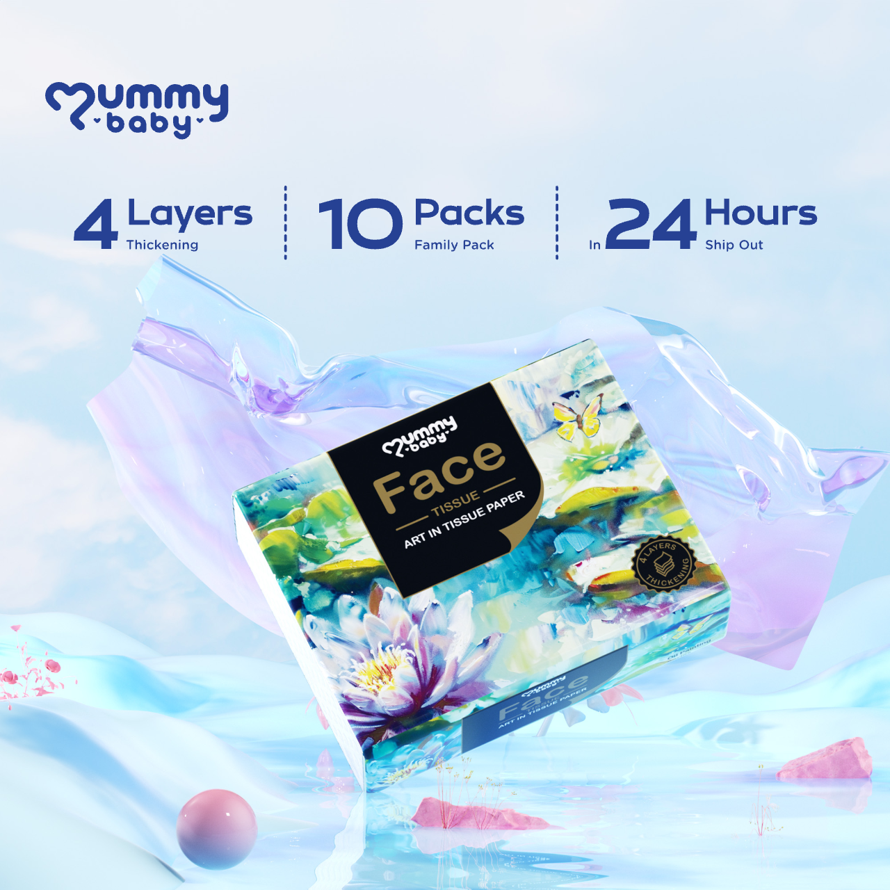 Mummybaby High quality 4Ply wood tissue Facial Tissue paper towel ...
