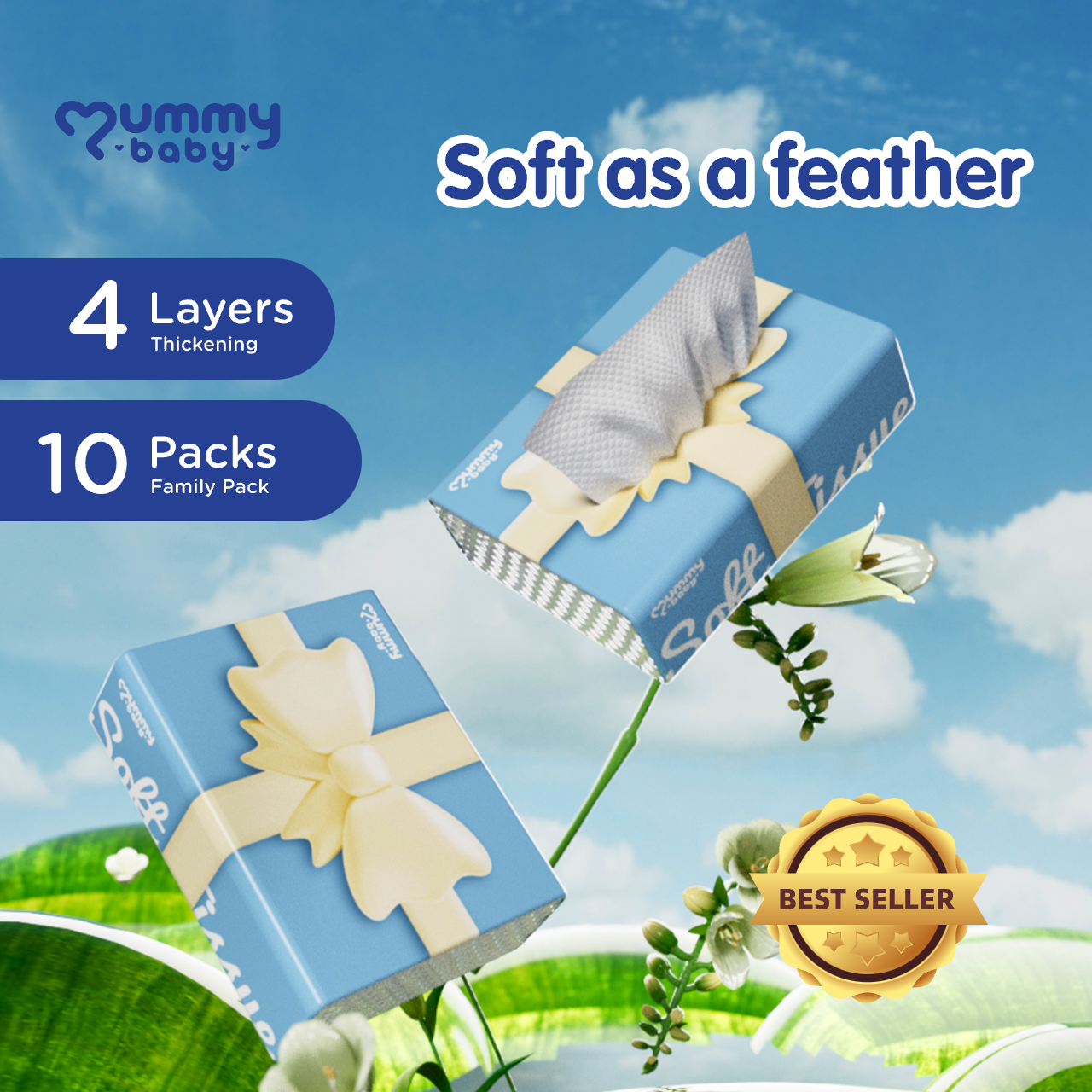 Mummybaby Super Strong and Soft Natural Facial Tissue 4 Layers 10pack ...