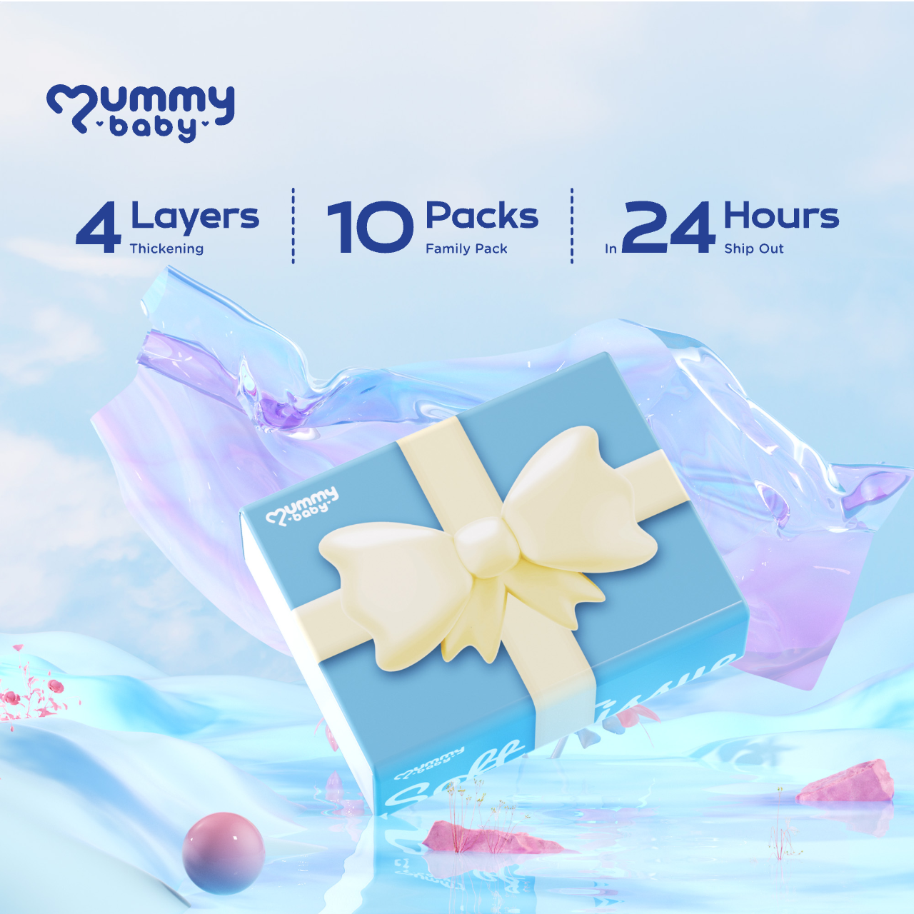 Mummybaby Super Strong and Soft Natural Facial Tissue 4 Layers 10pack ...