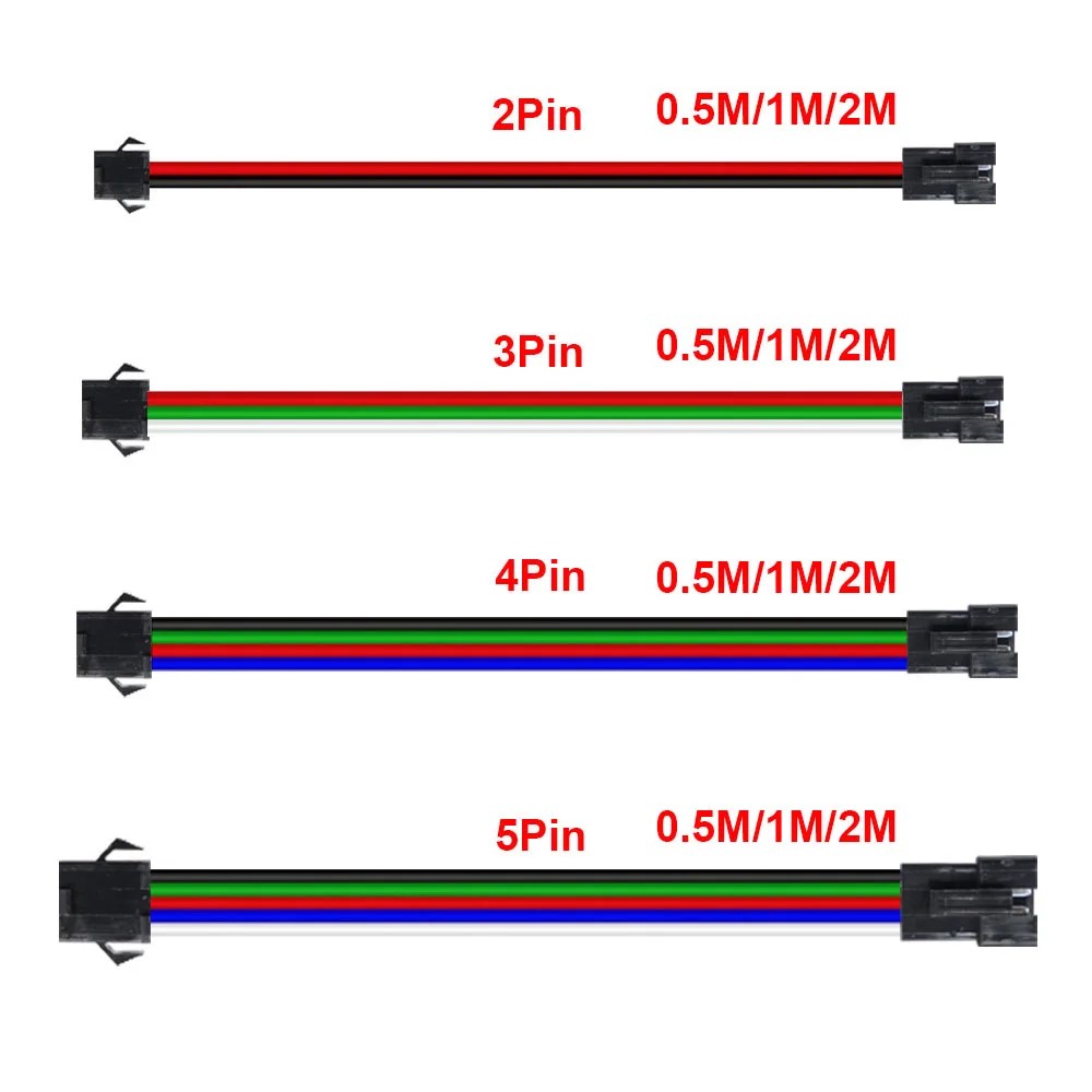 2PIN 3PIN 4PIN 5PIN Female Male JST Led Extend Cable Connector 0.5M/1M ...