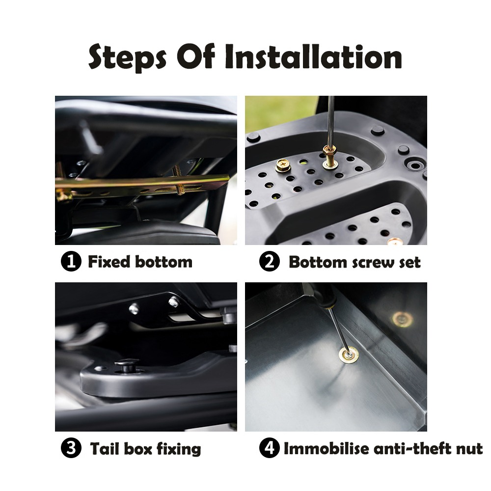 Top Box for Motorcycle Tail Box 45L Helmet Box Universal Backrest Large ...