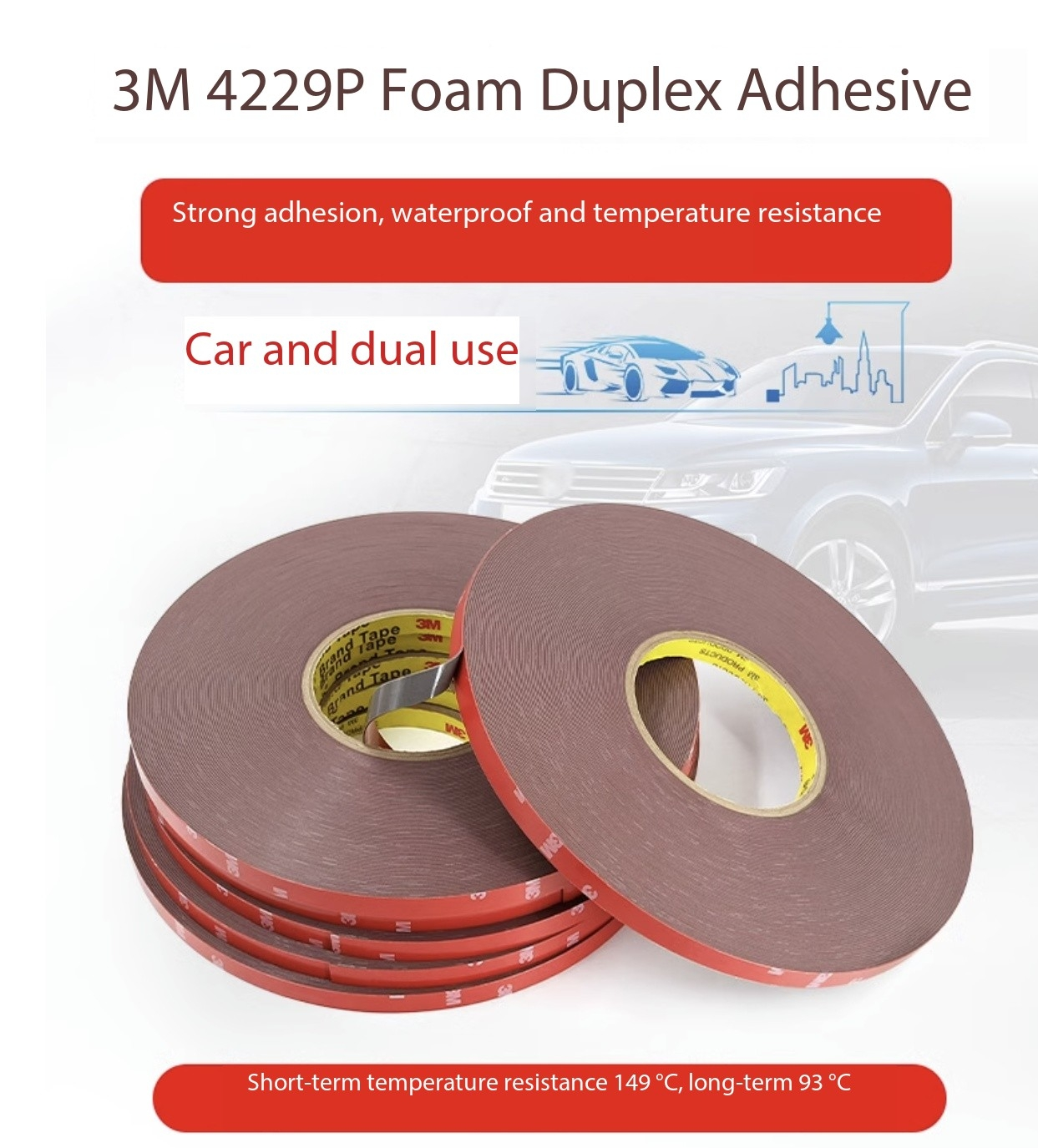 3M 4229P Tape Double Sided Foam Sticky Tape Strong Adhesive Mounting ...