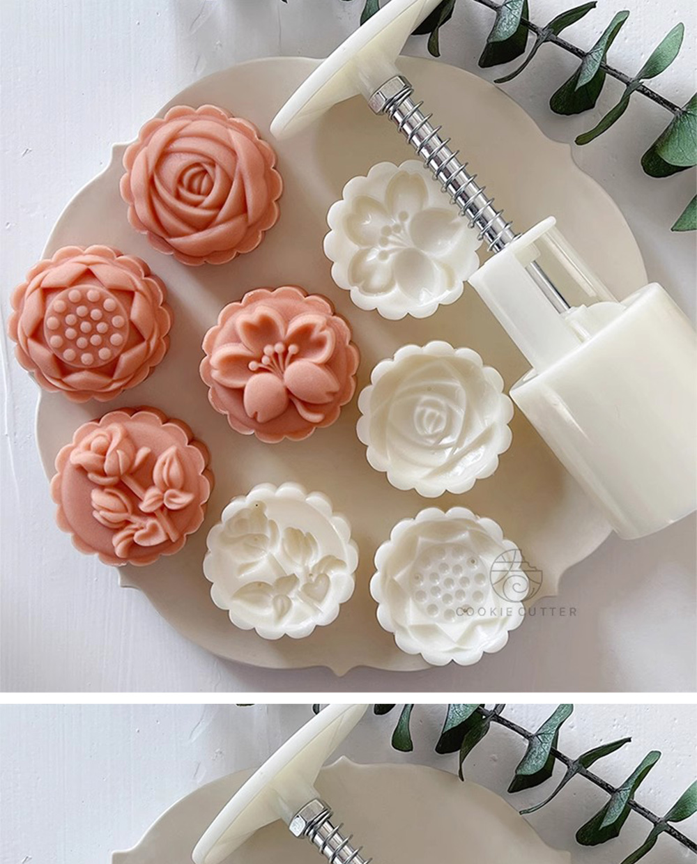 New 4Pcs/Set 50g Flower Mooncake Mold with Tulip, Cherry Blossom, Rose ...
