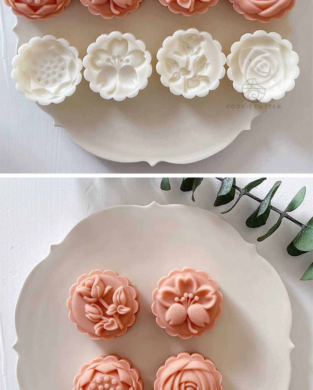 New 4Pcs/Set 50g Flower Mooncake Mold with Tulip, Cherry Blossom, Rose ...