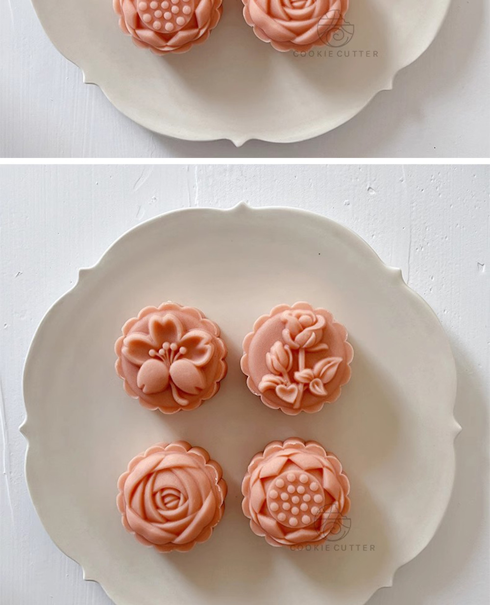 New 4Pcs/Set 50g Flower Mooncake Mold with Tulip, Cherry Blossom, Rose ...