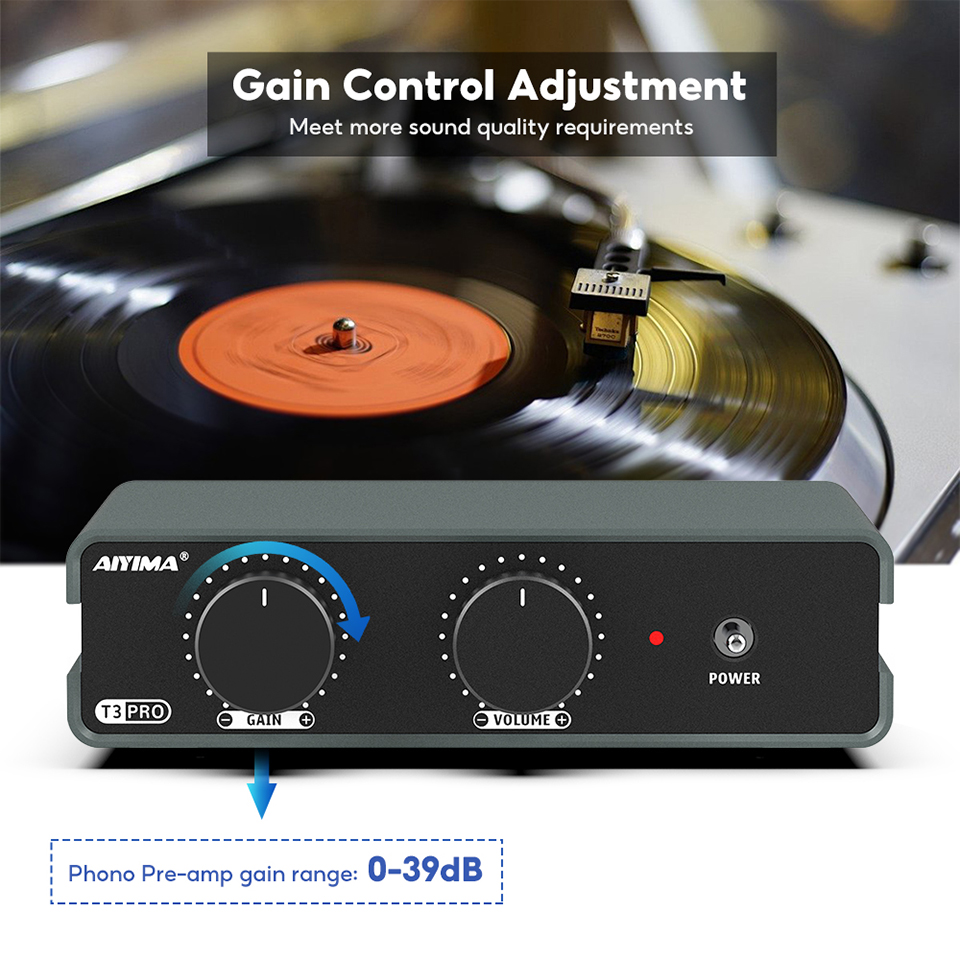 AIYIMA T3 PRO RIAA MM/MC Phono Preamplifier Vinyl Record Player Stereo ...