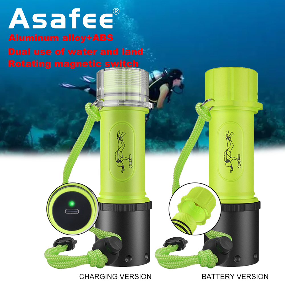 Asafee D457 T6 LED 500LM Diving Flashlight Range 100M Underwater 30M ...