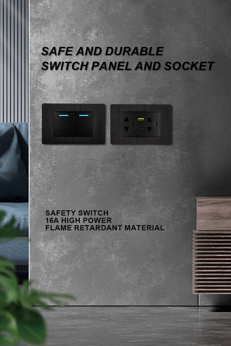 DBODHI Wall Switch Black Series Universal Socket 16A Home Light Switch ...