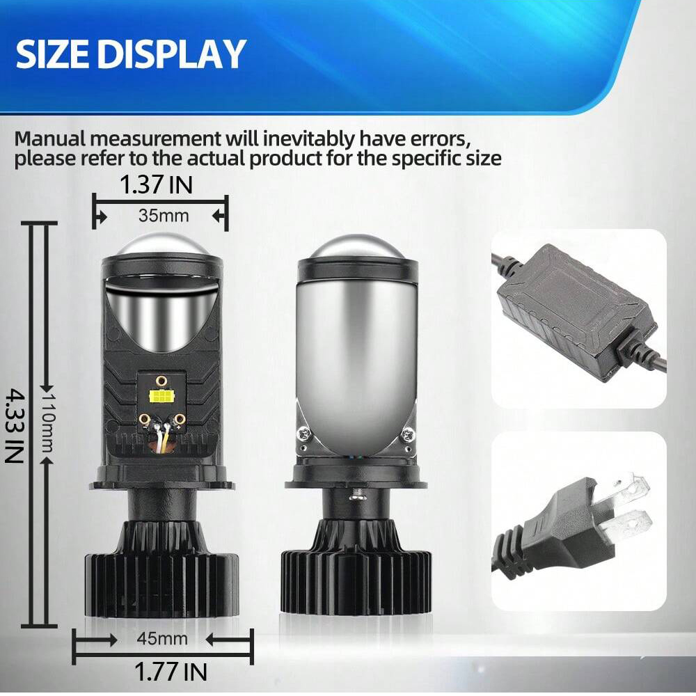 Roadsun 2Pcs Super Bright H4 LED Car Headlight Bulbs LHD Projector Lens ...