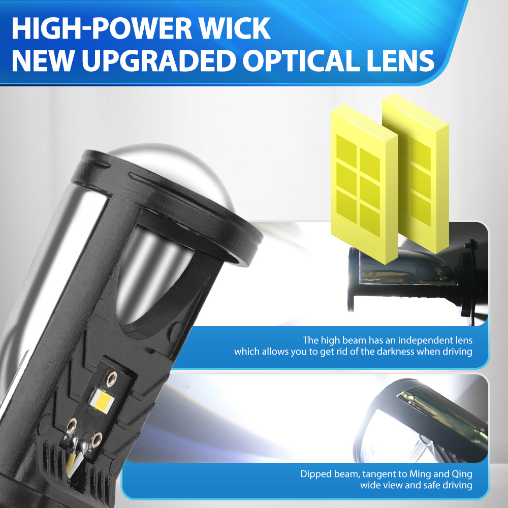 Roadsun 2Pcs Super Bright H4 LED Car Headlight Bulbs LHD Projector Lens ...