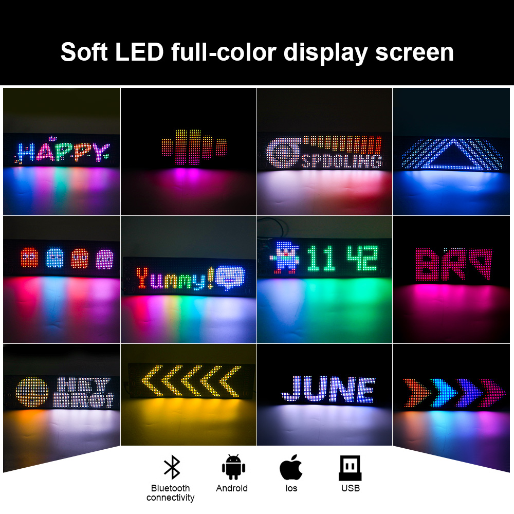 DIY Car LED Logo Soft Screen Smart LED Mobile APP Control Matrix Pixel ...