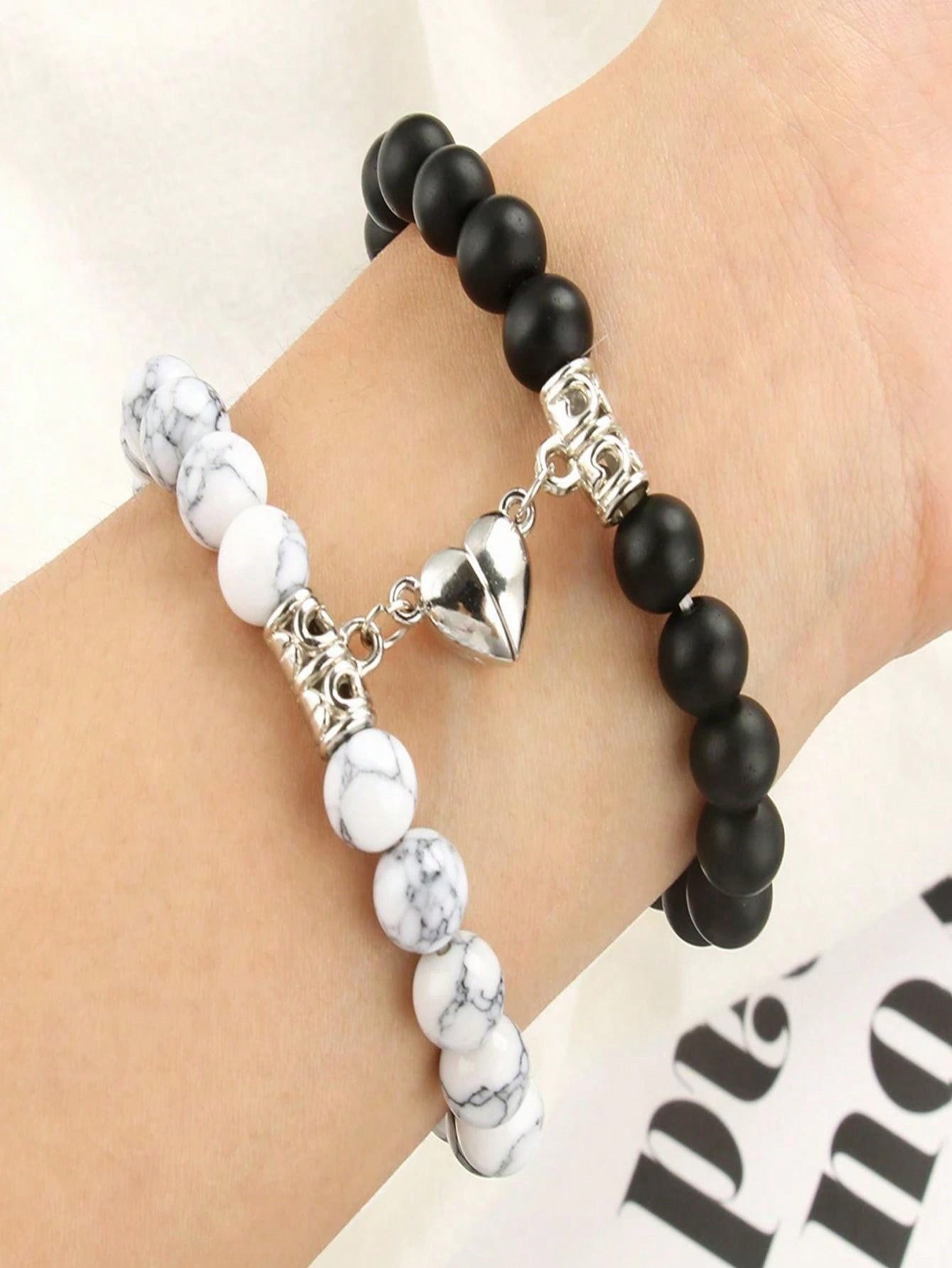 2 Items Fashionable Magnet Heart-to-Heart Couple Style Love Heart ...