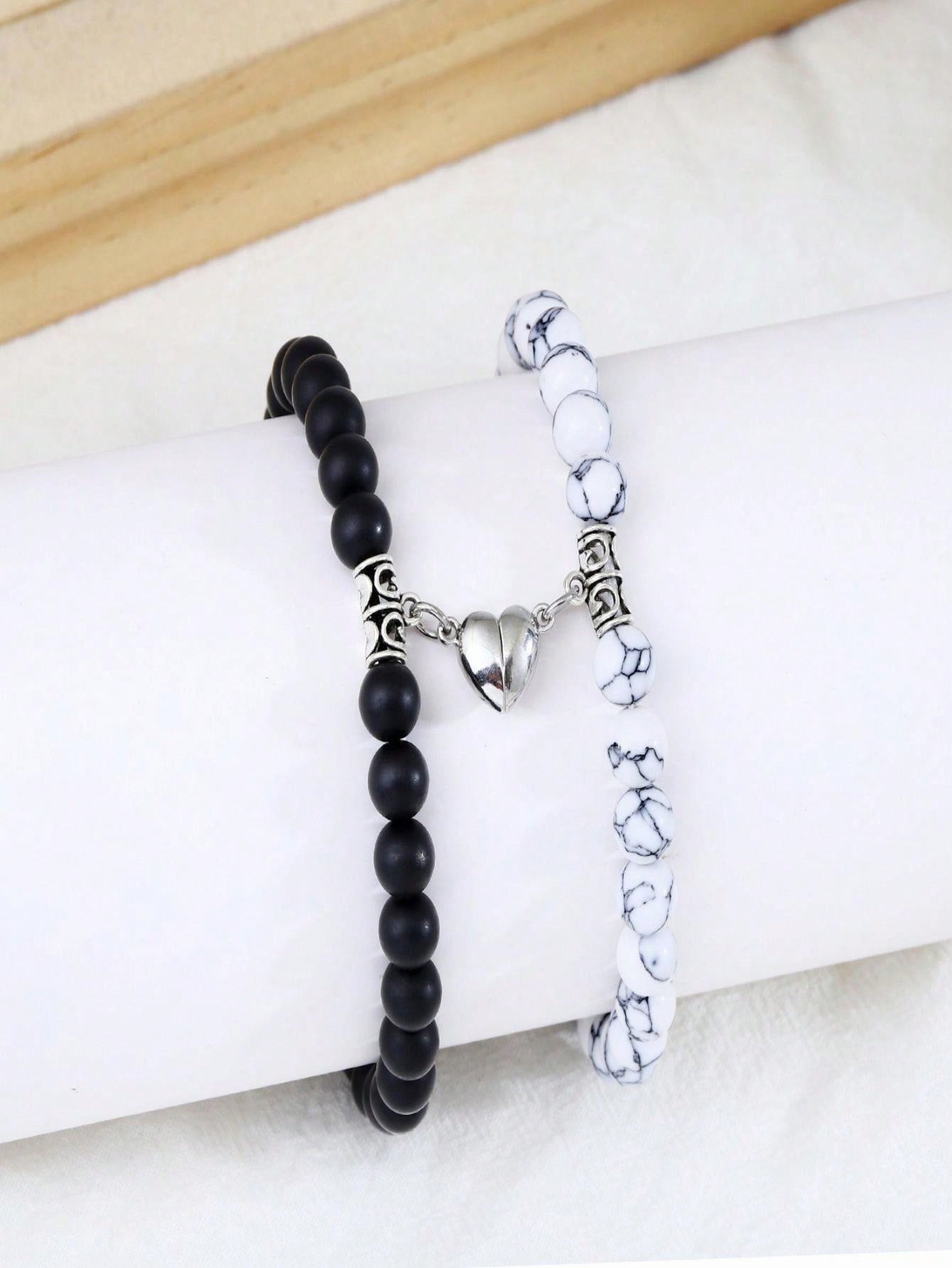 2 Items Fashionable Magnet Heart-to-Heart Couple Style Love Heart ...