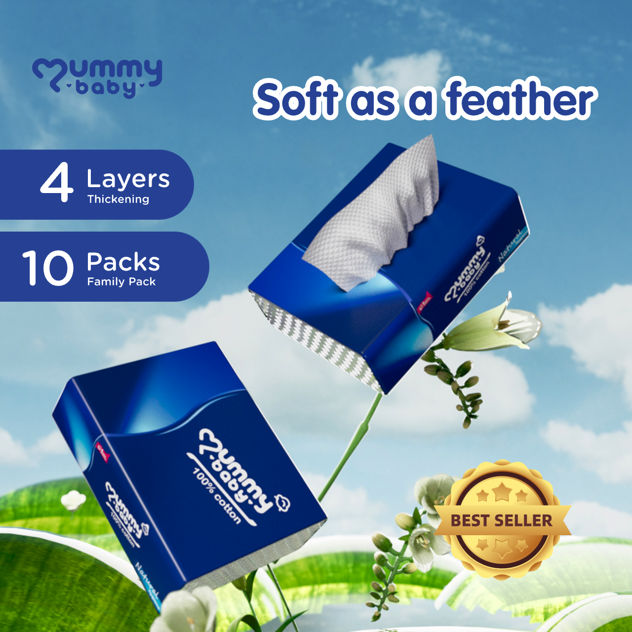 Mummybaby (4 ply x 10 Packs) Facial Tissue Disposable Inter-Folded ...