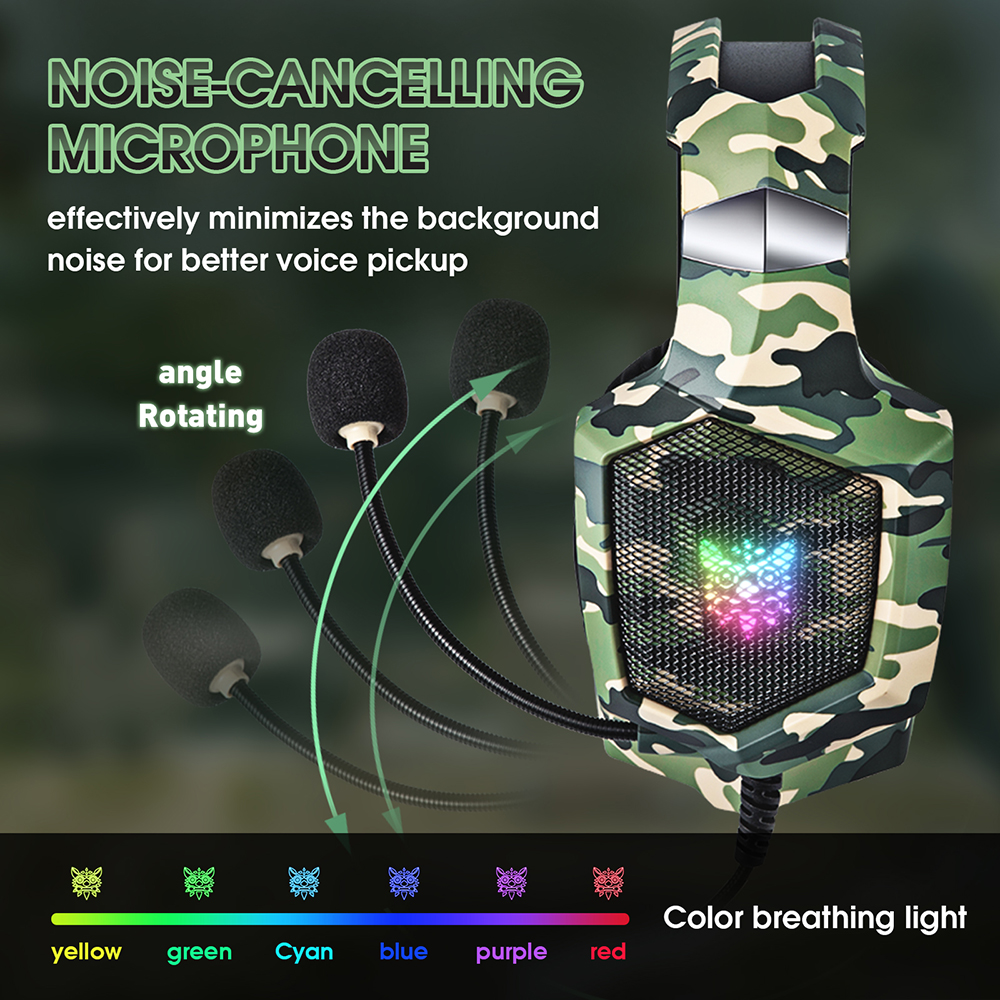 Onikuma K8 RGB Gaming Headset Gaming Headset compatible with both PC ...