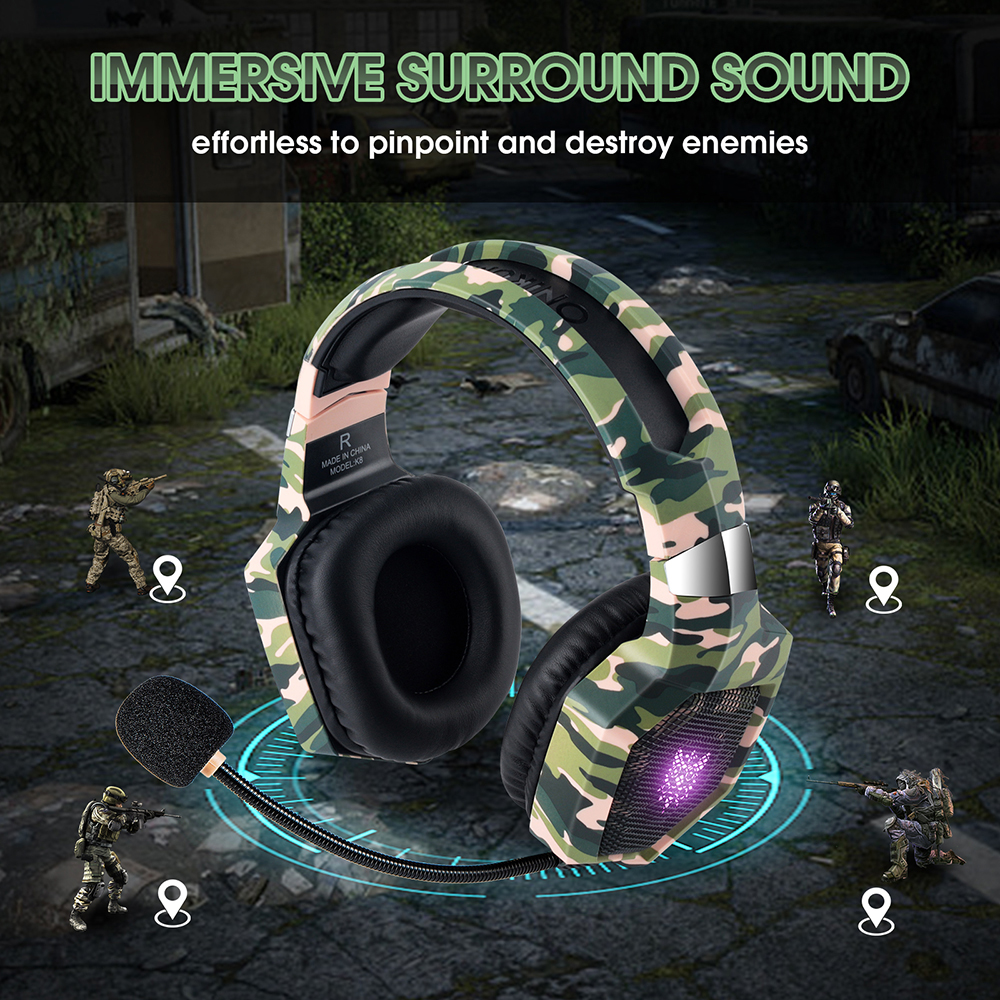 Onikuma K8 RGB Gaming Headset Gaming Headset compatible with both PC ...