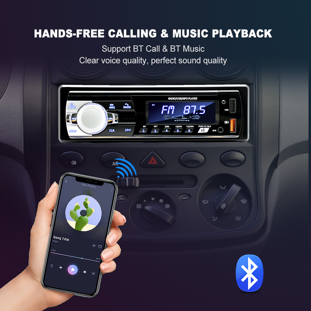 Essgoo 1 Din Car Radio Stereo 12v Sterio With Bluetooth Fm Audio Music
