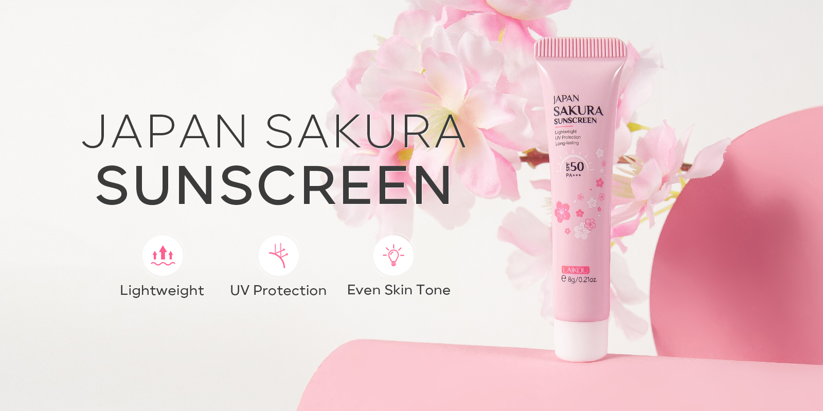 LAIKOU Sakura Sunscreen Minis SPF 50 PA+++ UV Protection Sunblock Face Whitening Lotion ...