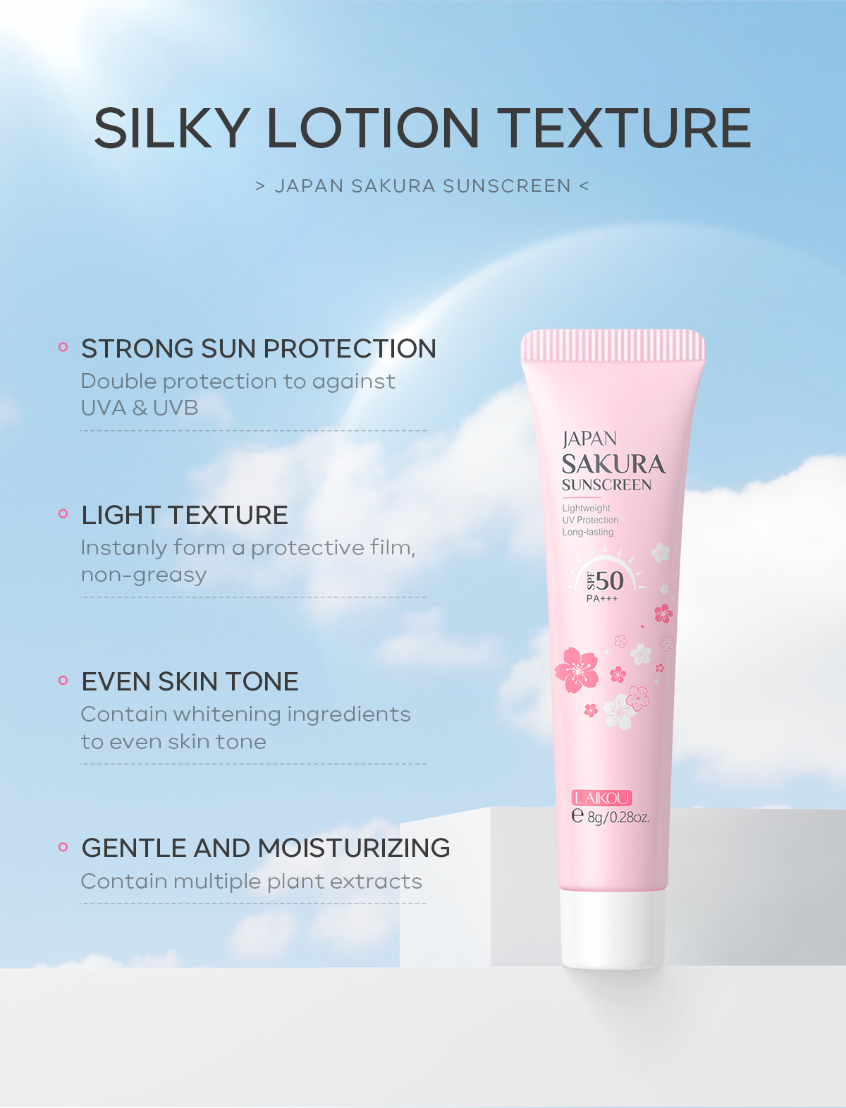 LAIKOU Sakura Sunscreen Minis SPF 50 PA+++ UV Protection Sunblock Face ...