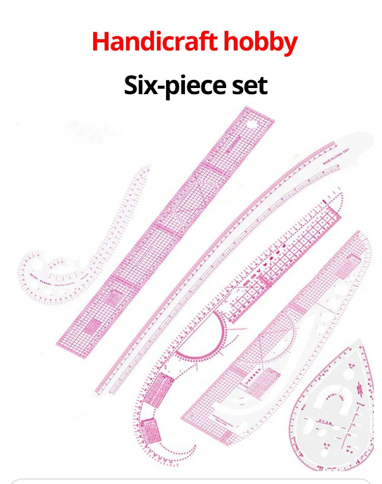 6Pcs French Curve Metric Multi-functional Sewing Grading Ruler Measure ...