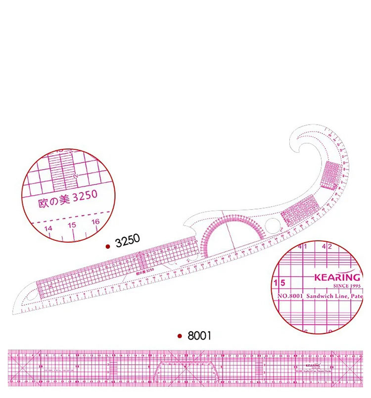 6Pcs French Curve Metric Multi-functional Sewing Grading Ruler Measure ...