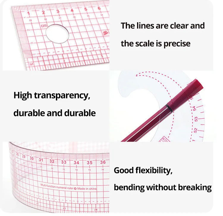 6Pcs French Curve Metric Multi-functional Sewing Grading Ruler Measure ...