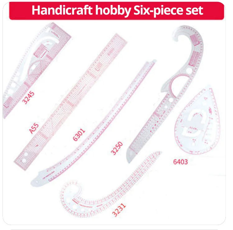 6Pcs French Curve Metric Multi-functional Sewing Grading Ruler Measure ...