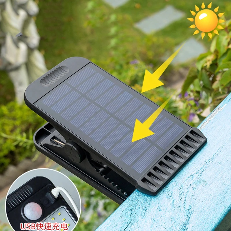 ECILY New Solar Clip Light 48 LED Outdoor Courtyard Super Bright Human ...