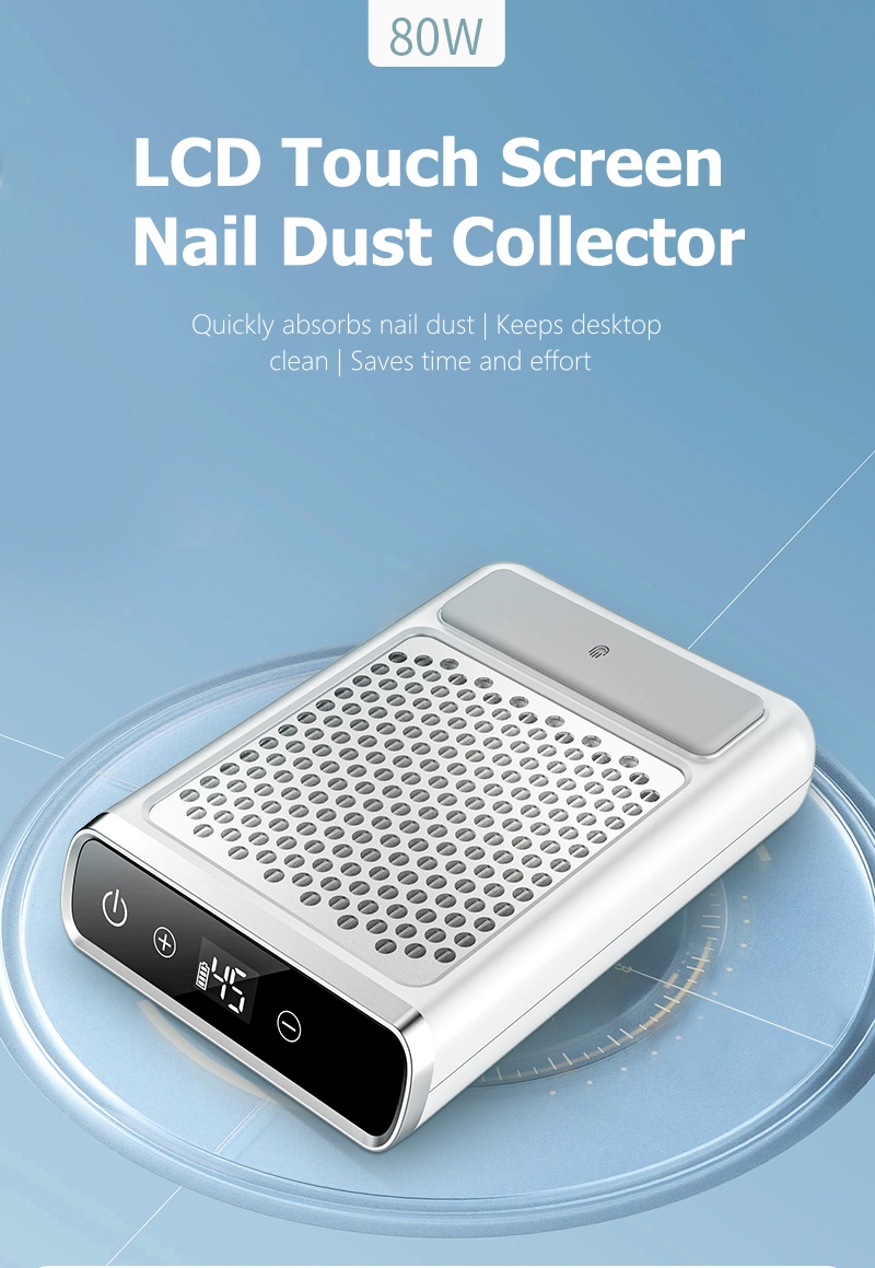 BY2 4500RPM Cordless Nail Dust Vacuum Cleaner 80W Rechargeable Nail ...