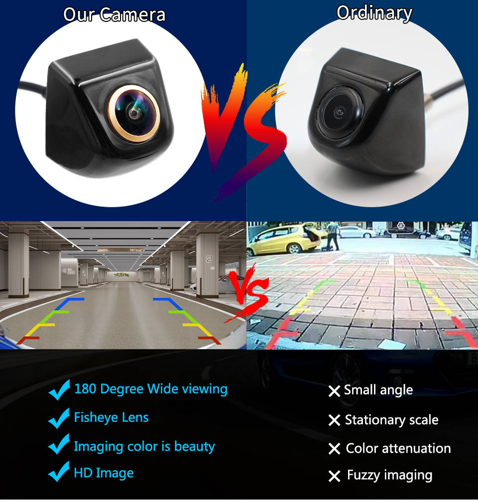 CCD HD 180 Degree Fisheye Lens Car Camera Rear / Front View Wide Angle ...