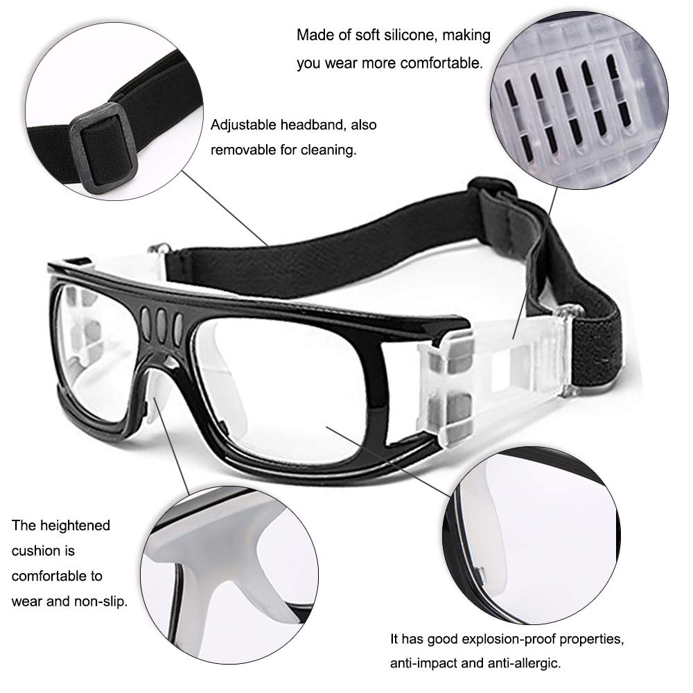Basketball Goggles for Eyeglass Interchangeable Lens Outdoor Athletic ...