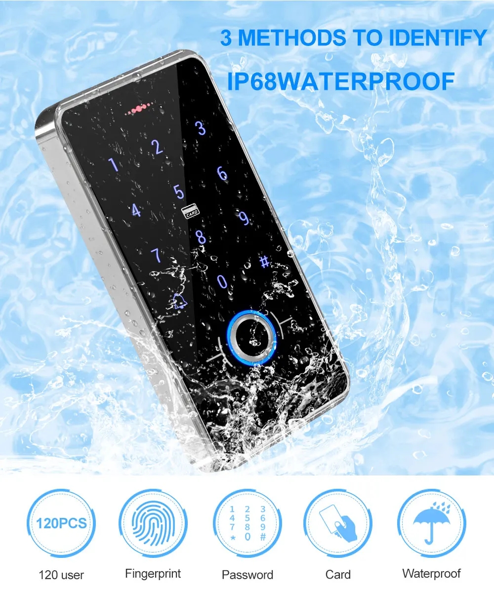 Fingerprint Door Access Control System Kit IP68 Waterproof Outdoor RFID ...