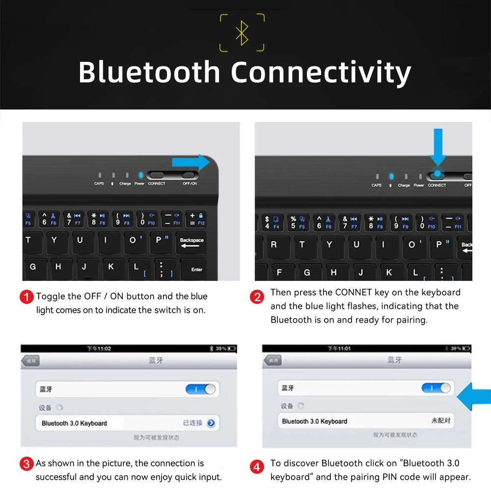 Touchpad Keyboard and Mouse Combo for iPad Android iOS Thin Protable ...