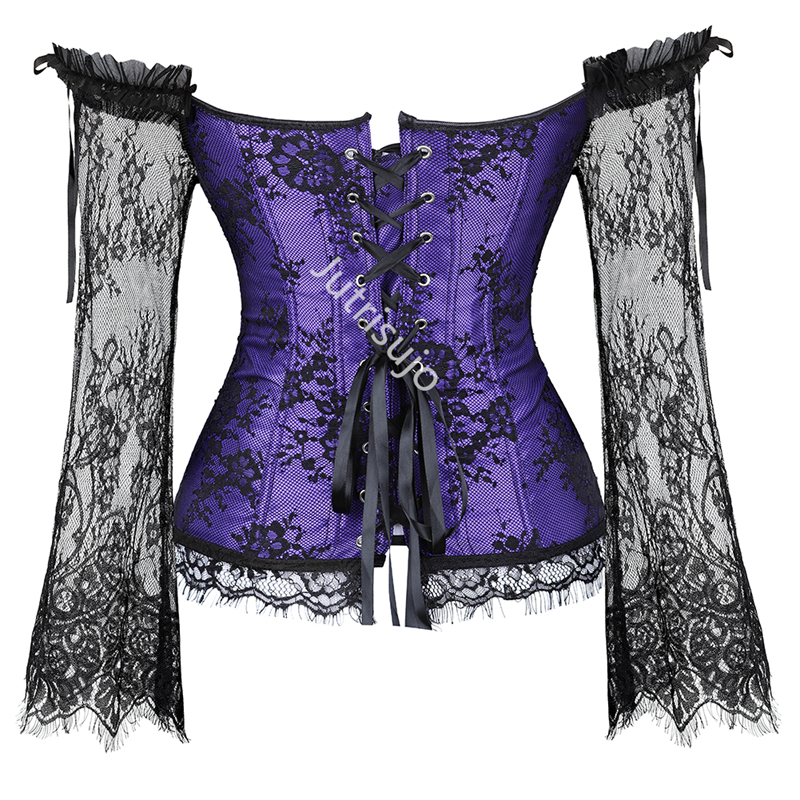 Corset Top Plus Size with Long Sleeves Lace up Renaissance Vintage ...