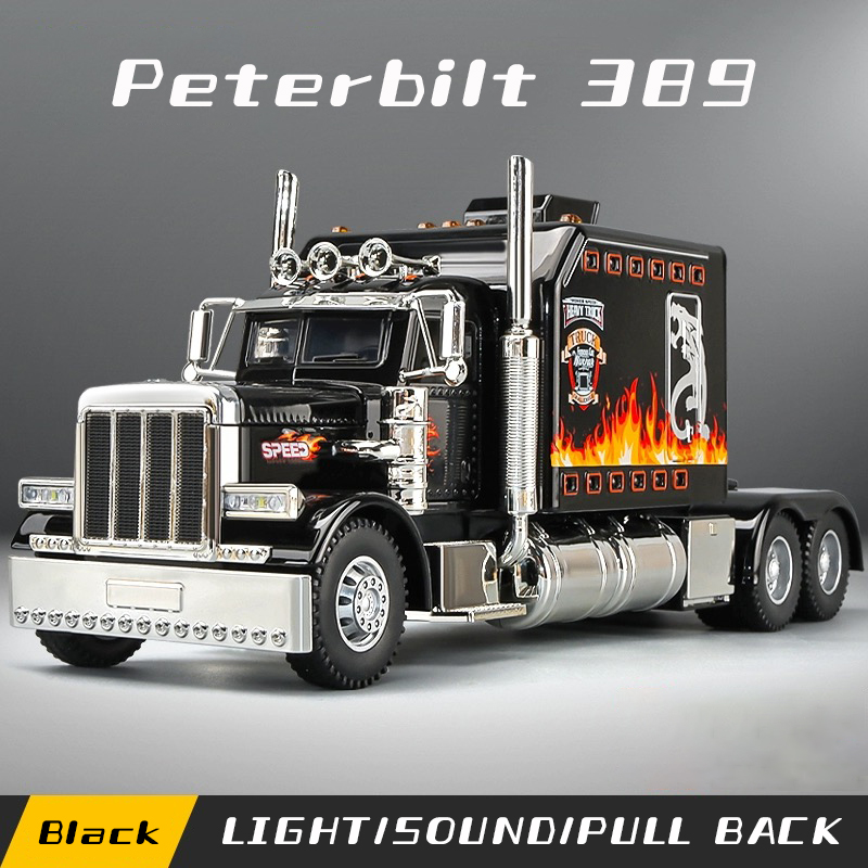 1:24 Scale Peterbilt 389 Transformers Alloy Car Model Diecast Car Sound ...