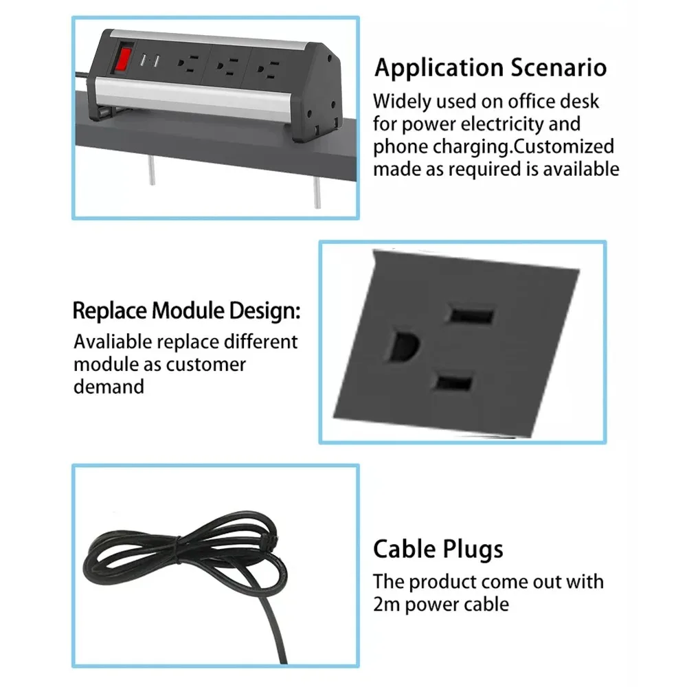 Melery Stand Table Socket US Power Strip Clamp Electrical Plugs Outlets ...