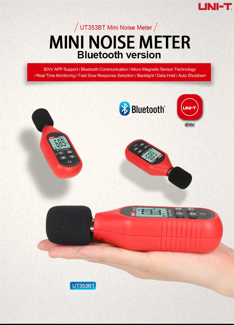 UNI-T UT353 UT353BT Sound Level Bluetooth Meter Digital Noise Measuring ...